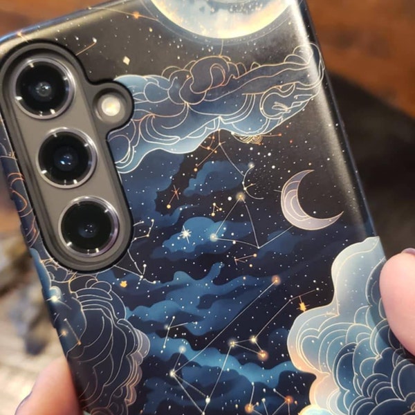 Stars and Moons Astral Surreal Celestial Phone Case for iPhone 16 15 14 ...