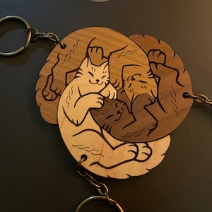 Interlocking Cat Trio Keychains Family, Friendship, Poly Relationship ...