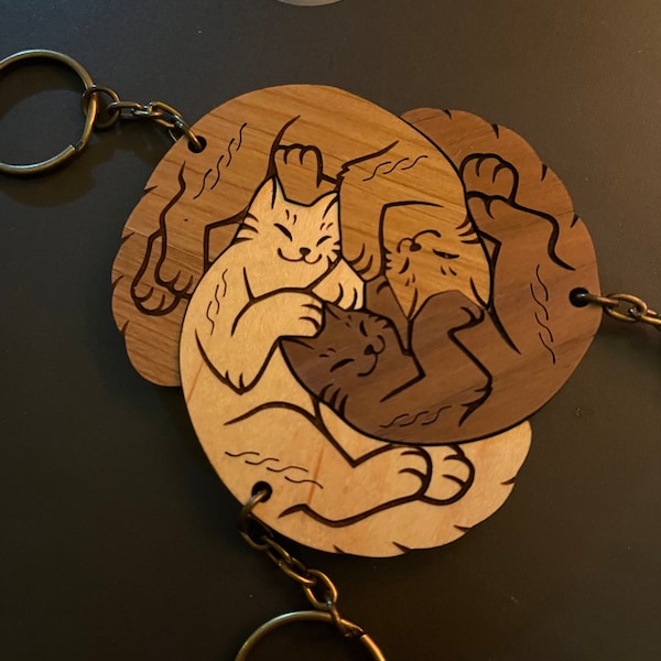 Interlocking Cat Trio Keychains - Family, Friendship, Poly Relationship ...