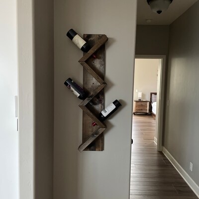 Zig Zag Wine Rack the Ziggy Zag Z Geometric Wall Mounted Rustic Wood ...