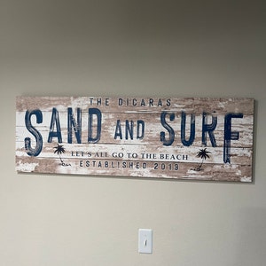 Coastal Sand and Surf Wall Decor, Rustic Chic Beach House Sign, Beach ...