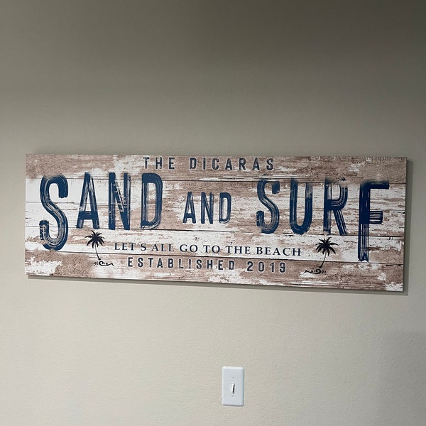 Coastal Sand and Surf Wall Decor, Rustic Chic Beach House Sign, Beach ...