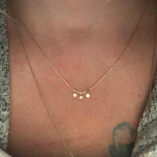 Dainty Diamond Choker Necklace / 14k Simple Gold Choker / Layering ...