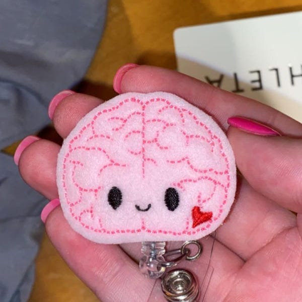Brain Badge Reel - Brain - Feltie Badge Reel - Cute Badge Clip ...