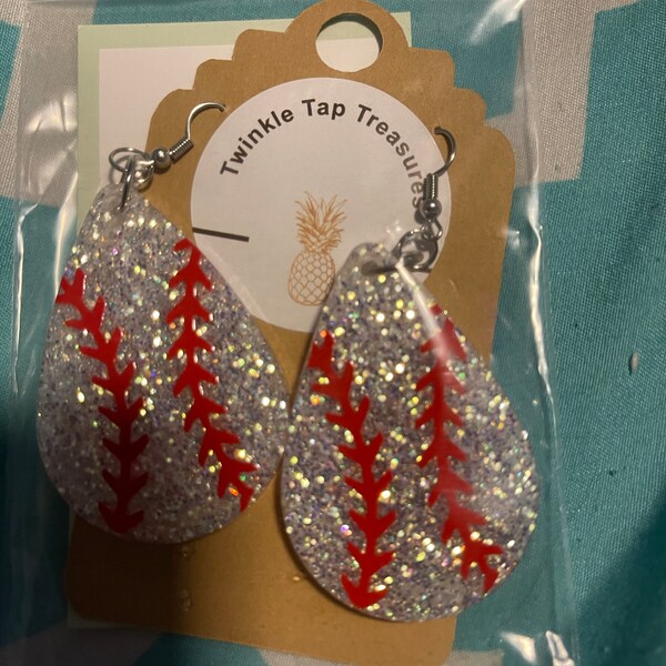 Basketball Teardrop Shaped Glitter Epoxy Earrings - Etsy