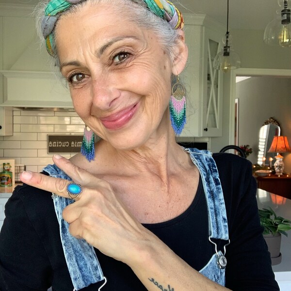 Yellowstone Inspired Eyota Earrings - Native American Beaded Fringe Earrings - Southwestern ...