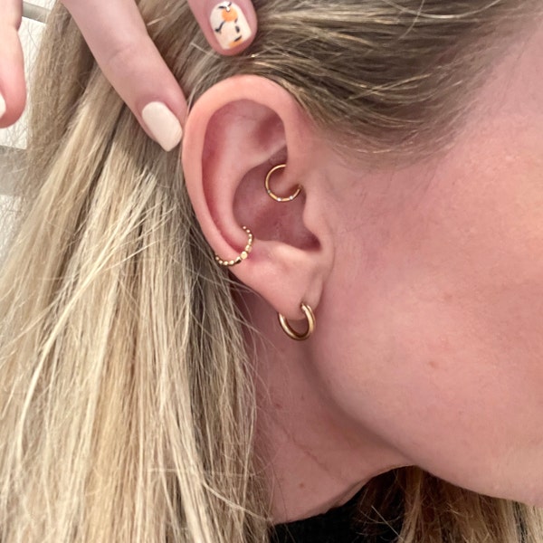 16G Gold Daith Jewelry Earring | 8mm CZ Minimalist Daith Jewelry ...