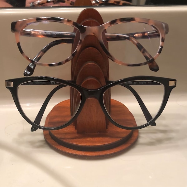 Walnut Double Glasses Holder, Eye Glasses Stand, Sunglasses Stand, Desk ...