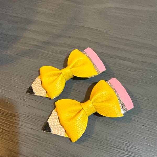 Pencil Hair Bows, Back to School, Glitter Bows, Girl Hair Accessories ...