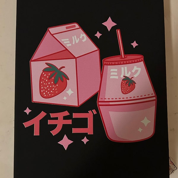 Strawberry Milk Notebook Journal, Cute Kawaii Style Notebook, Japanese ...