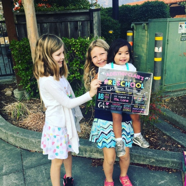 Printable First Day of School Sign, First Day of Preschool Chalkboard ...