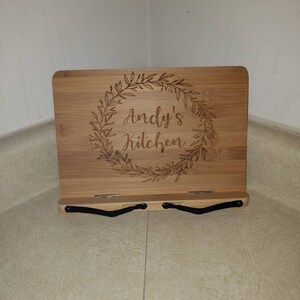 Personalized Cookbook Stand Engraved Bamboo Recipe Stand | Etsy