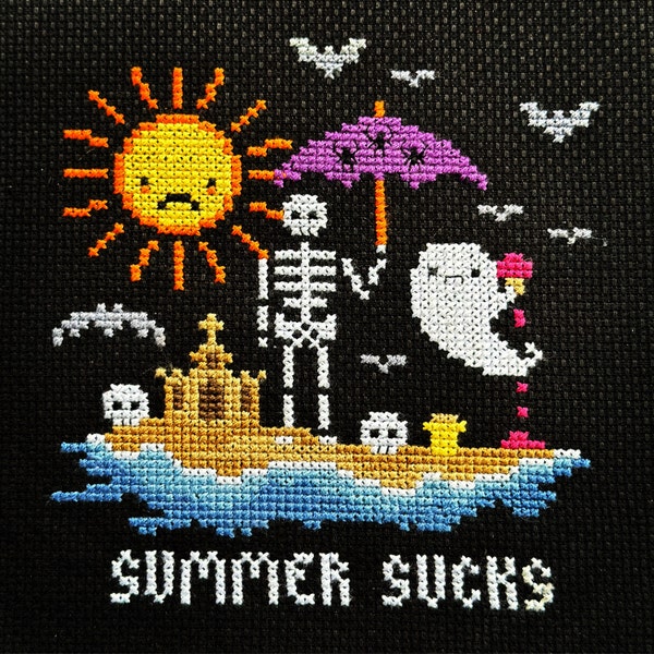 Summer Sucks - Cross Stitch Pattern - Gothic, Ghost, Funny, Pastel ...