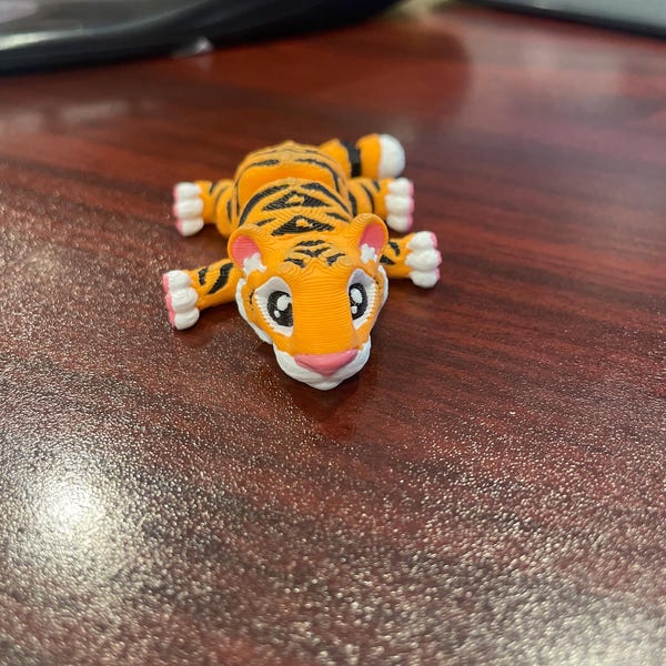 3D Printed Tiny Tiger Fidget | Stocking Stuffer | Flexible Animal ...