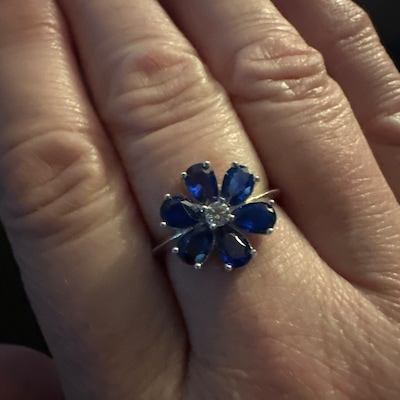 Blue Flower Eda Ring Magnolia Flower Silver Handmade Jewelry ...