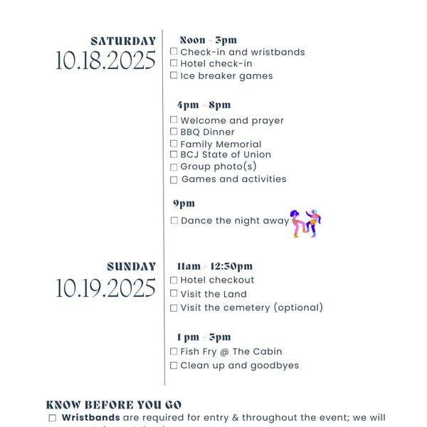 EDITABLE Family Reunion Program Template | Family Reunion Itinerary ...
