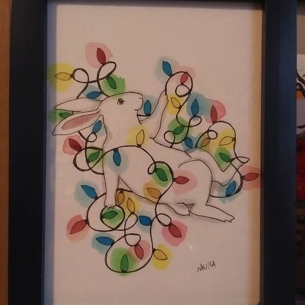 Large Print - Dancing Rabbits - Fine Art Rabbit Painting Print, Wedding ...