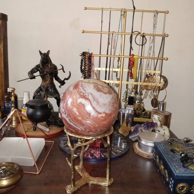 Large Crystal Ball Display Stand, Brass Sphere Holder, 2 Sizes, See ...