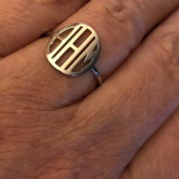 Custom Monogram Ring, Letter Monogram Jewelry, Adjustable Letter ...