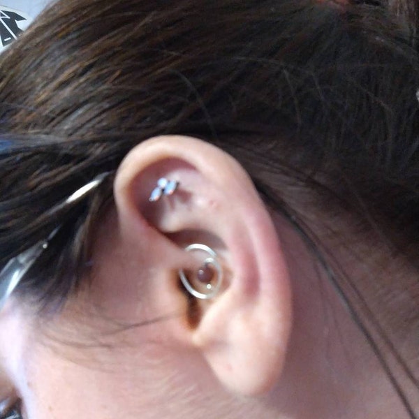 Heart Daith Earring, Daith Piercing Earring, Moss Agate Unusual ...