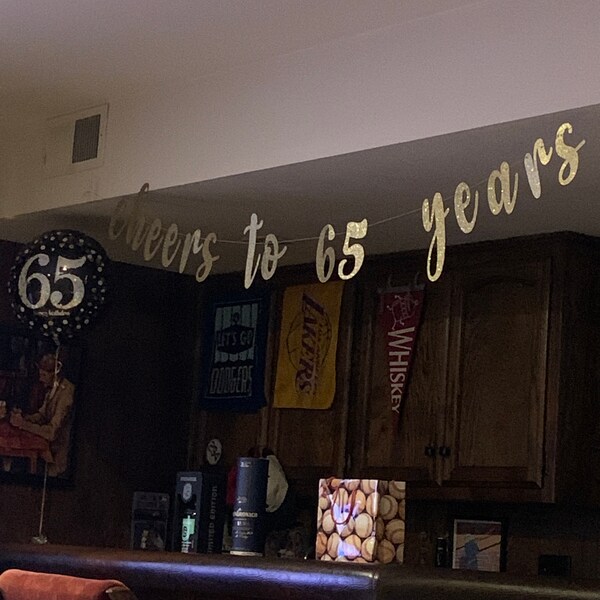 Cheers to 65 Years Banner, 65th Birthday Anniversary Party Decor - Etsy