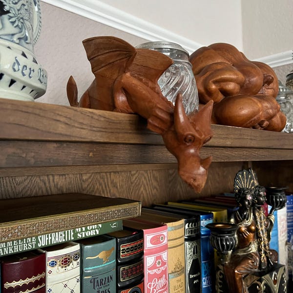 Carved Wooden Shelf Sitting Sitter Dragon Wood Carving Ornaments ...