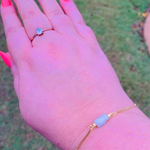 Natural Jade Gemstone 18k Gold Filled Single Gemstone Bracelet ...