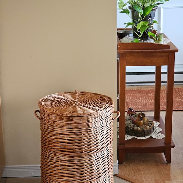 Shallow Laundry Basket, Handwoven Storage Basket, Oval Laundry Basket ...