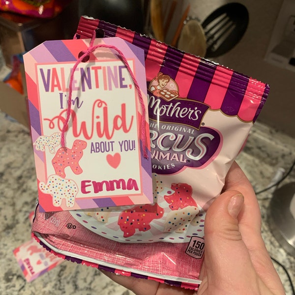 Animal Cookie Valentine's Day Printable Tag, Circus Valentine, Wild ...