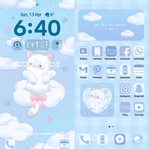 Dreamy Pink Coquette Bunny Lock Screen + Home Screen Wallpaper Set - Etsy