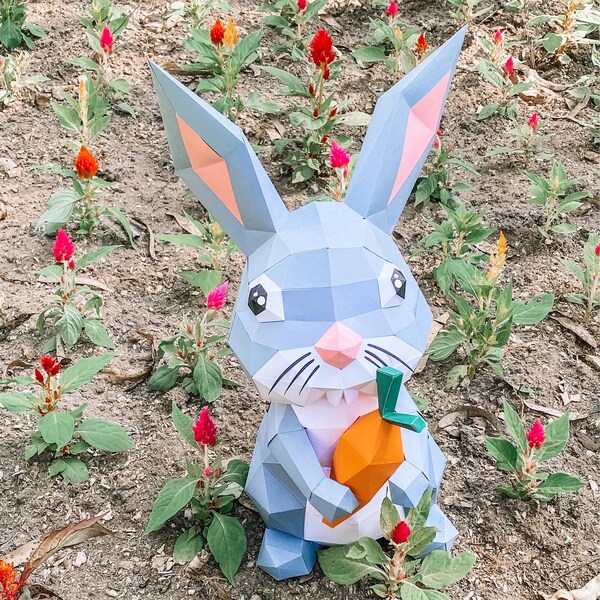Bunny Easter Papercraft PDF, SVG Template Creating Low Poly 3D Rabbit ...