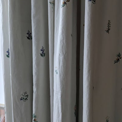 Set of 2 Washed Linen Curtain Baby Pink Farmhouse Heavy Linen Curtain ...