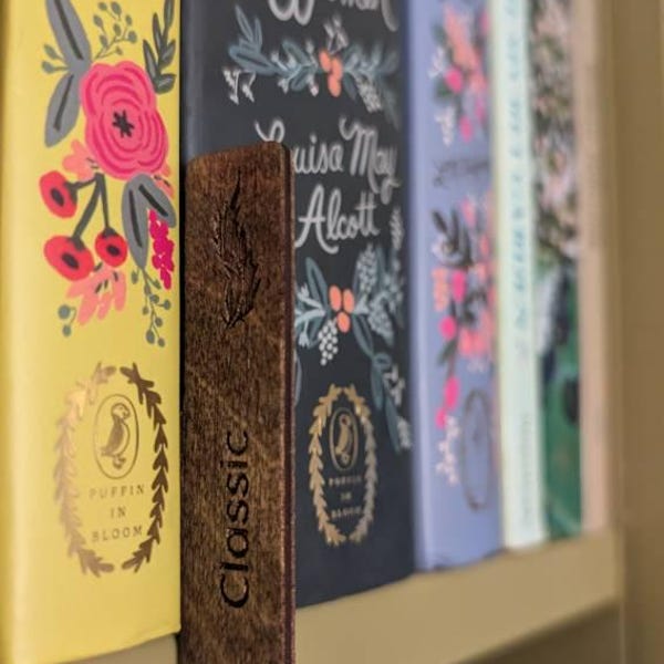 Personalized Wooden Book Shelf Dividers, Horizontal Genre Organizers ...