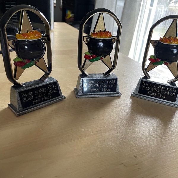 Chili Cook-off Trophy Award-chili Pot Cooking Contest First Place Award ...