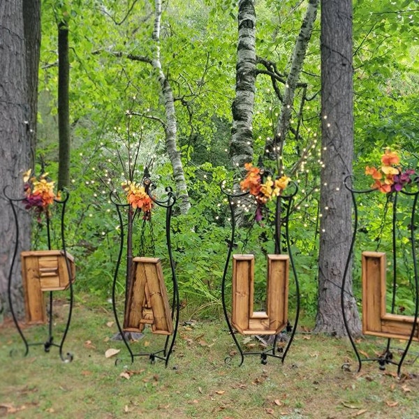 Large Metal Letters, 3D Rustic, Chunky Thick Metal Initials, Stained or ...