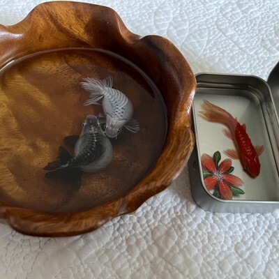 3D Koi Fish Resin Hand Painting Unique Gift for Fish Lovers Lucky Feng ...