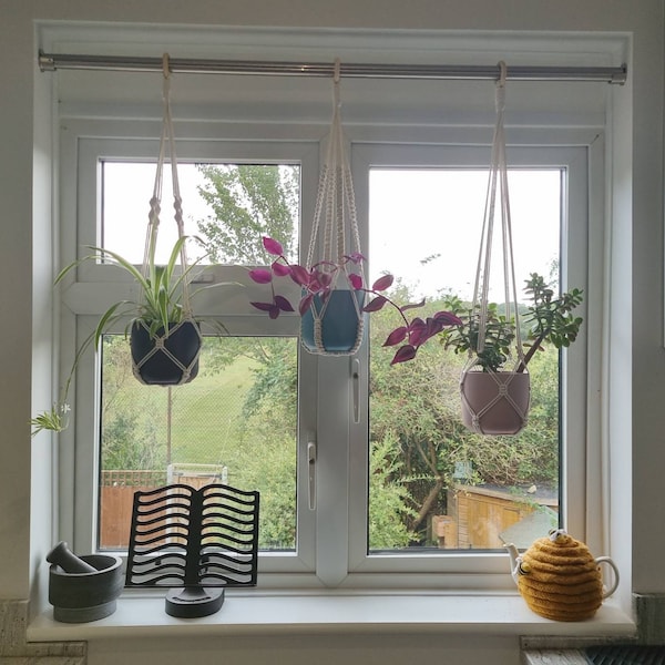 Macrame Ceiling Plant Hanger Indoor, Hanging Wall Planter, Macrame Wall ...