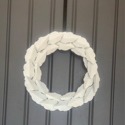 White Metal Wreath, Metal Wreath, Farmhouse Wreath, Vintage Wreath ...