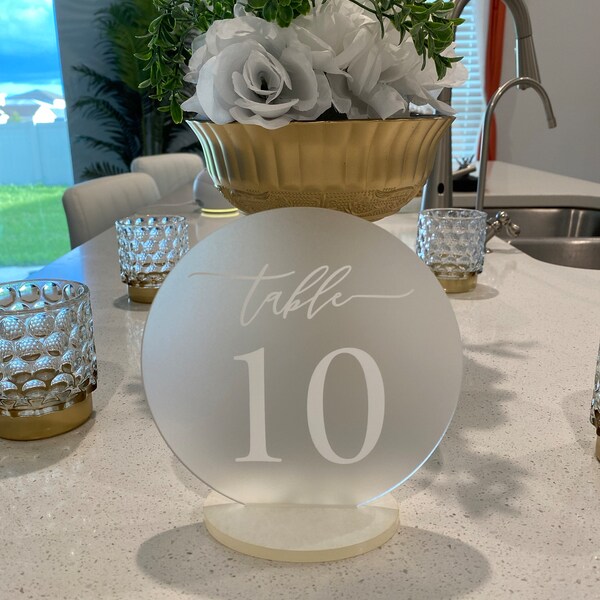 Round Table Numbers With Stand Custom Paint Brush Style Background or ...