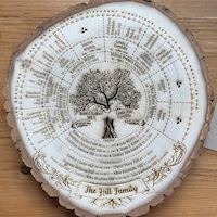 Family Tree Art Engraved on Natural Wood, %100 Customizable ...