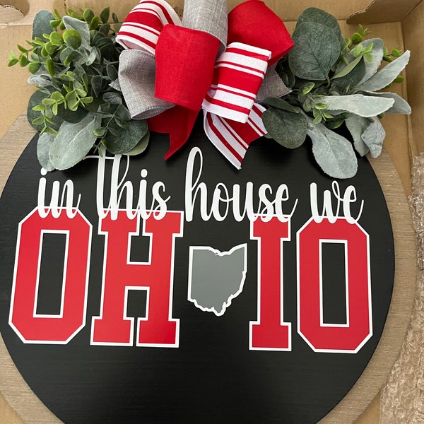 Ohio State Door Hanger | Ohio State Buckeyes | Ohio State Wreath ...