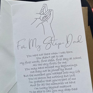 Card For My Step Dad For My Step Father Poem For Step Dad Etsy