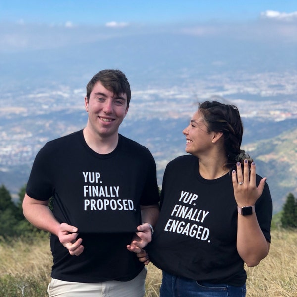 Couples Shirts T-shirt, Yup Finally Proposed, Yup Finally Engaged, His ...