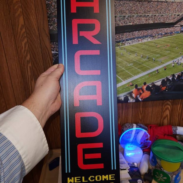 Arcade Sign Vertical, Gamer Gift, Custom Arcade Decor, Game Room Sign ...