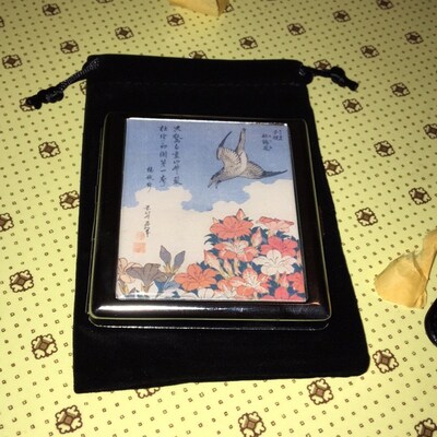 Cuckoo & Azaleas Woodblock Cigarette Case Business Card ID Holder ...