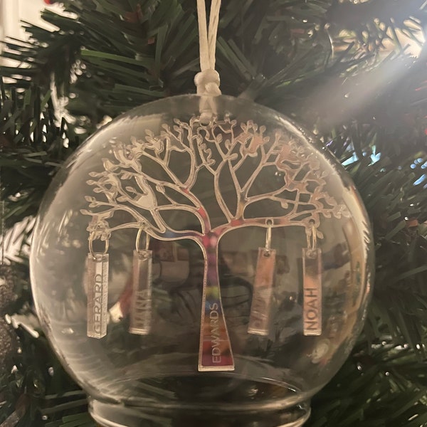 Personalised Family Tree Glass Dome Bauble - Etsy UK