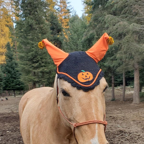Hand Made Christmas Santa Claus Horse Ear Bonnet Fly Veil Cotton ...