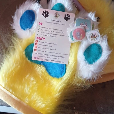 Fursuit Hand Paws Black Fur With White and Black Skulls and Bones Paw ...