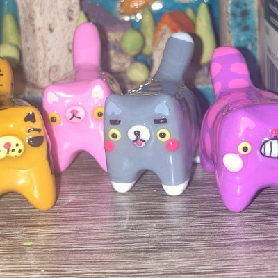 Handmade Painted Cute Quirky Clay Kitty Cat Figurine / Kitkats for Your ...