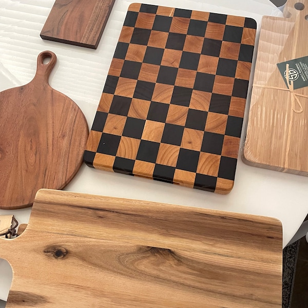 Handmade Checkered Cutting Board. Wooden End Grain Butcher Block. - Etsy